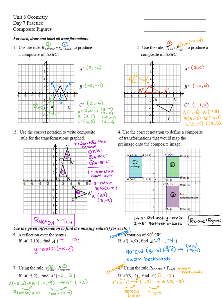 07aa Composite Transformations Practice Pdf Cartesian Coordinate