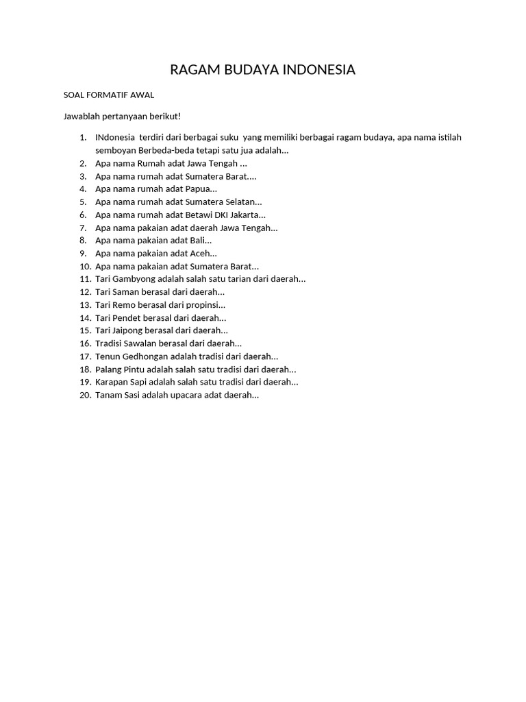 Ragam Budaya Indonesia | PDF