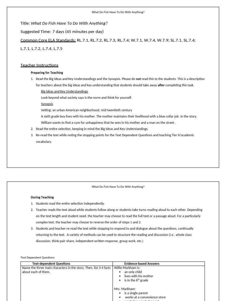 What Do Fish. Lesson - Story | PDF | Mindset | Reality