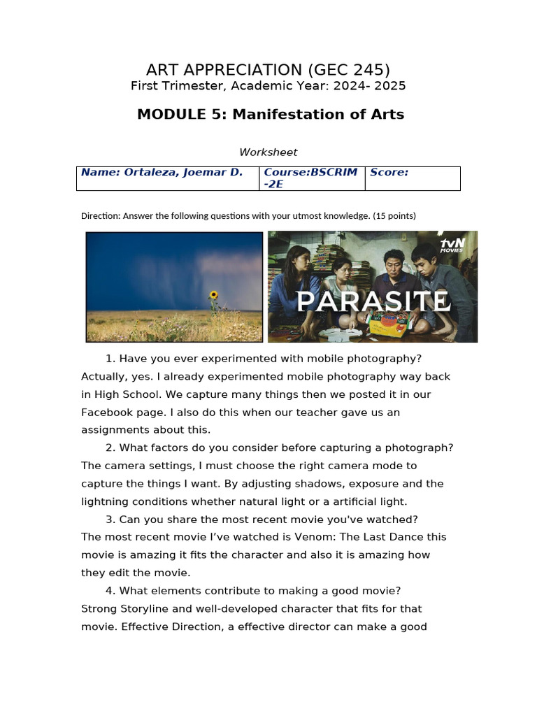 ARTA MODULE 5 Worksheet - Joemar | PDF