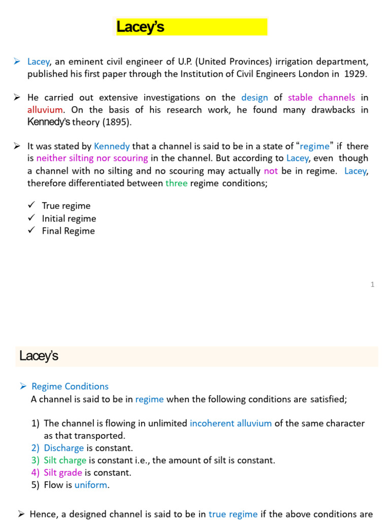 CE 402 Irrigation Engineering-#6 Lacey Theory | PDF | Slope | Earth ...