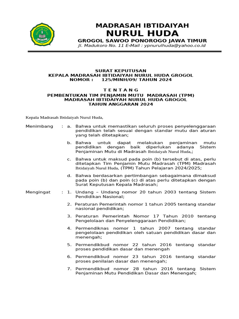 Draft SK TPM NEW | PDF