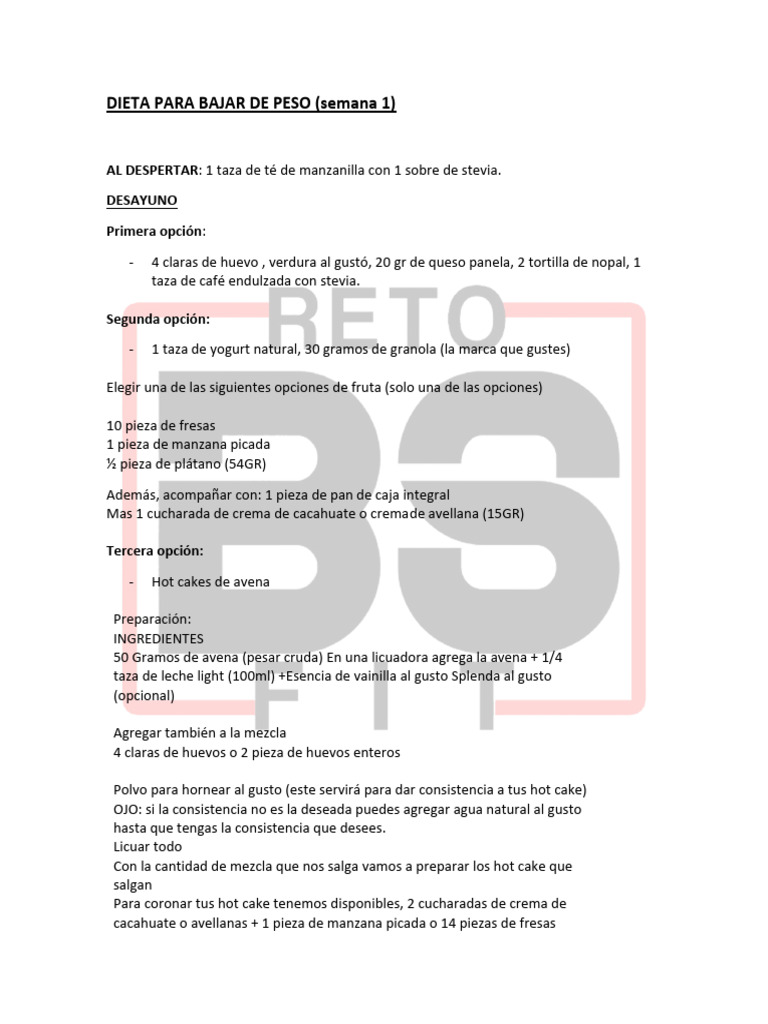 Bs fit reto | PDF | Alimentos | filete