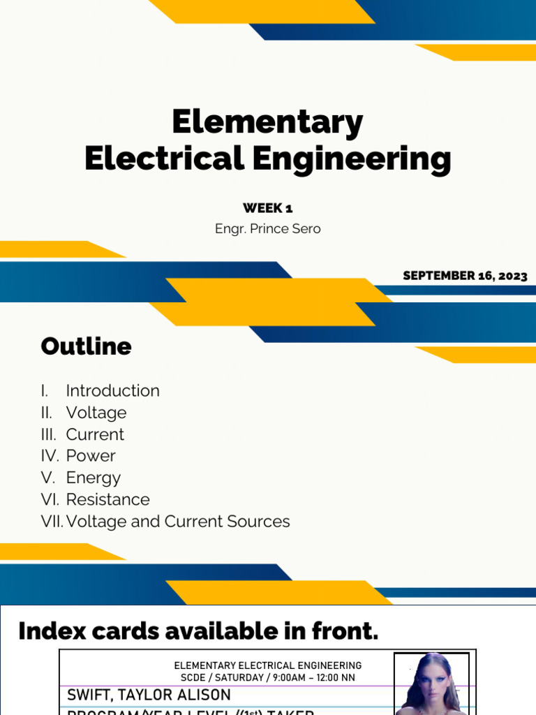 EEE3 - Week 1 (August 24, 2024) | PDF | Voltage | Electrical Resistance ...