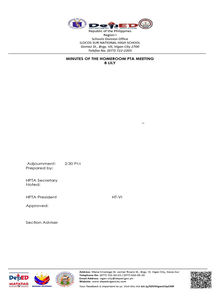 2nd-PTA-MEETING-MINUTES-TEMPLATE-2 2024-2025 | PDF