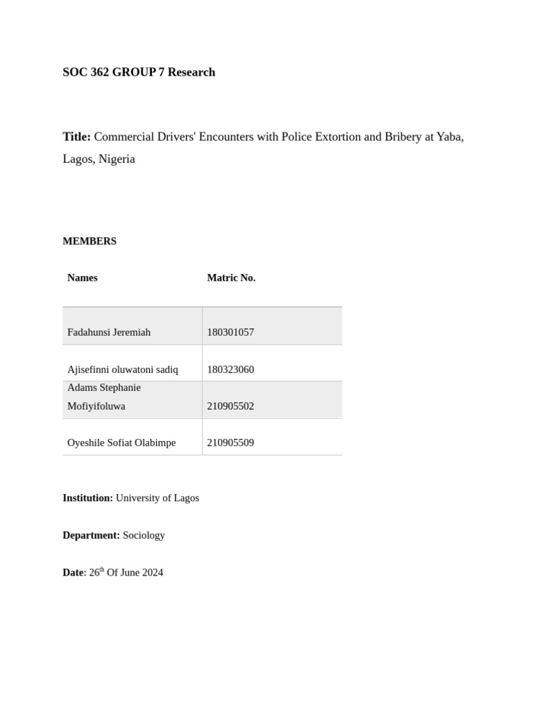 Group 7 Crime & Delinquency II Research Report | PDF | Bribery