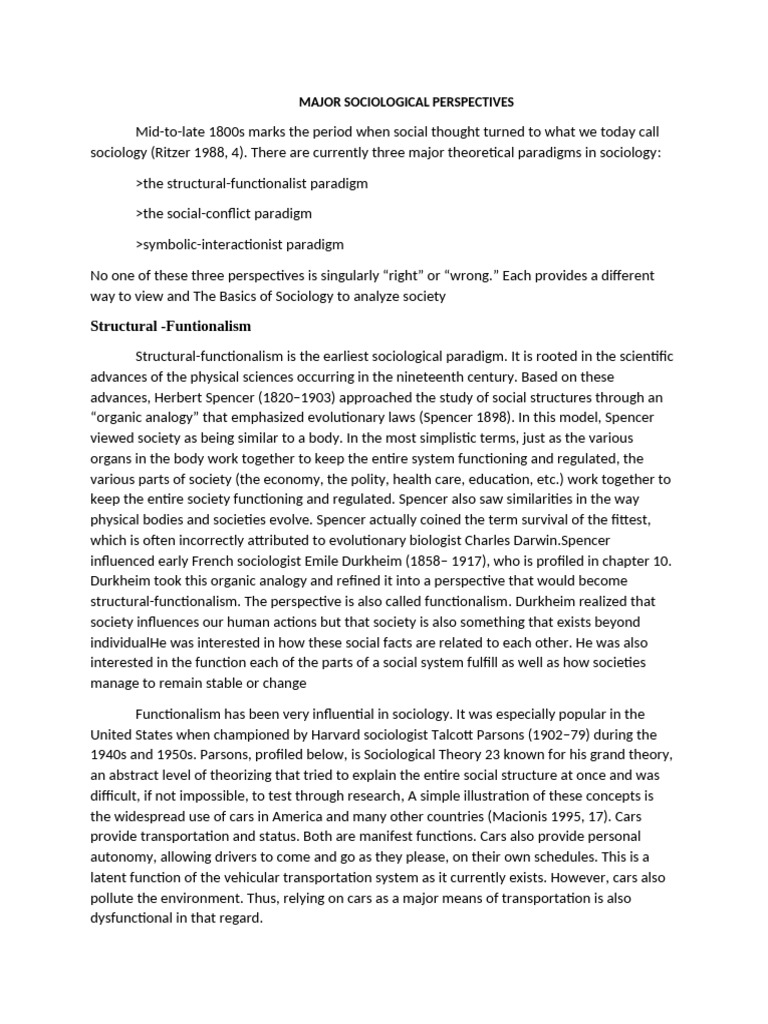 Major Sociological Theories Explained | PDF | Sociology | Feminism