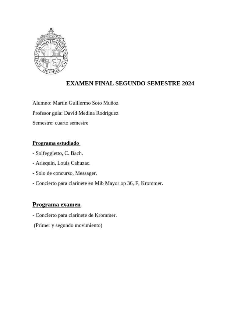 Examen Final Segundo Semestre 2024 | PDF