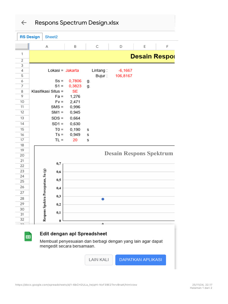 Desain Respons Spektrum Jakarta | PDF