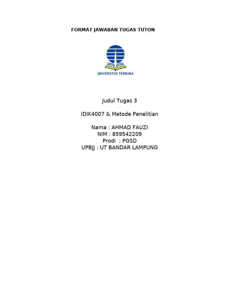 Format Jawaban Tugas | PDF