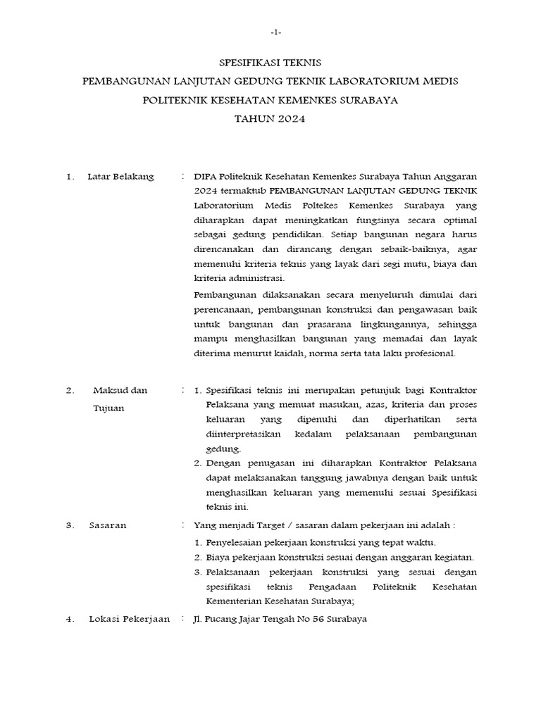 1. Spesifikasi Teknis Lanjutan Ged TLM | PDF