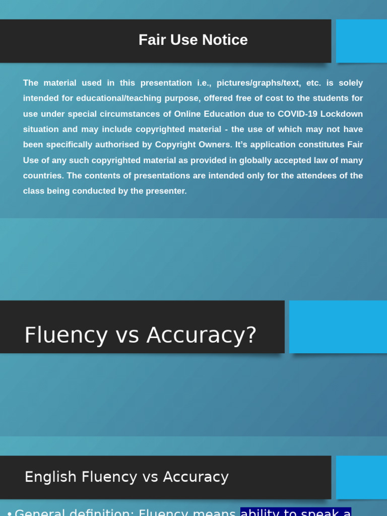 English Fluency Vs Accuracy | PDF | Fluency | English Language