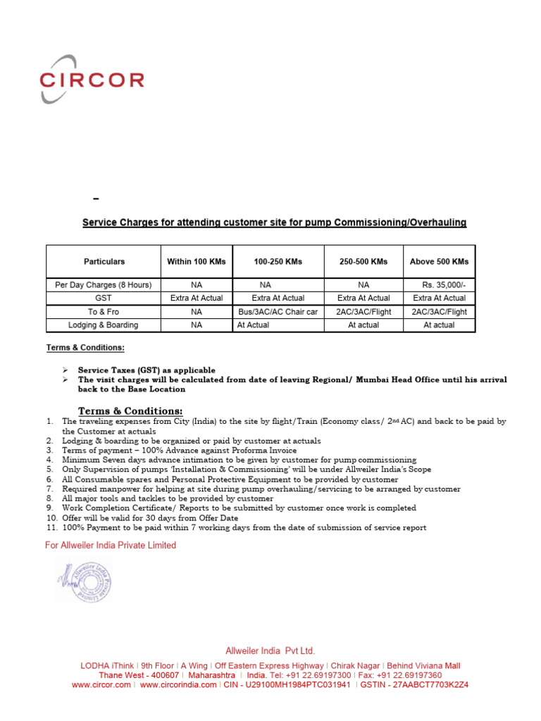 AIPL Service Charges - Cleaned | PDF