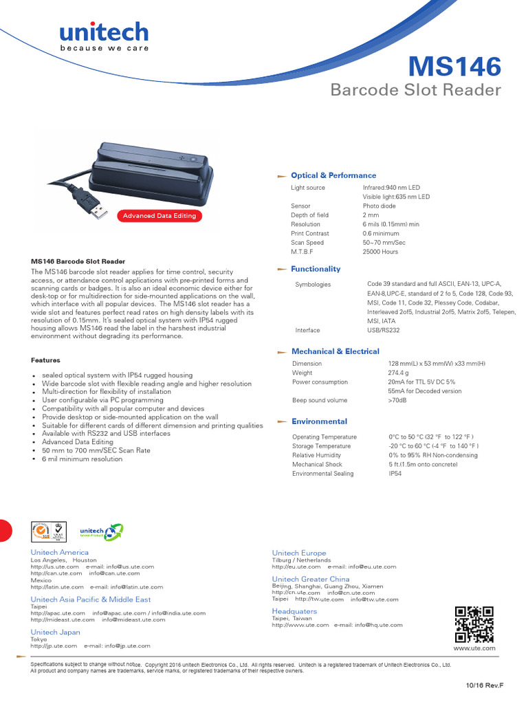MS146_Brochure | PDF | Barcode | Computing