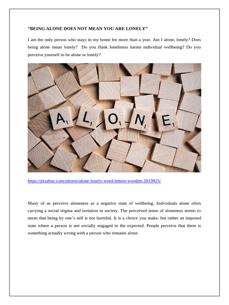 Understanding Aloneness vs. Loneliness | PDF | Loneliness | Feeling