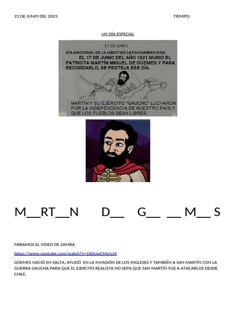 Actividades Güemes TIEMPO | PDF