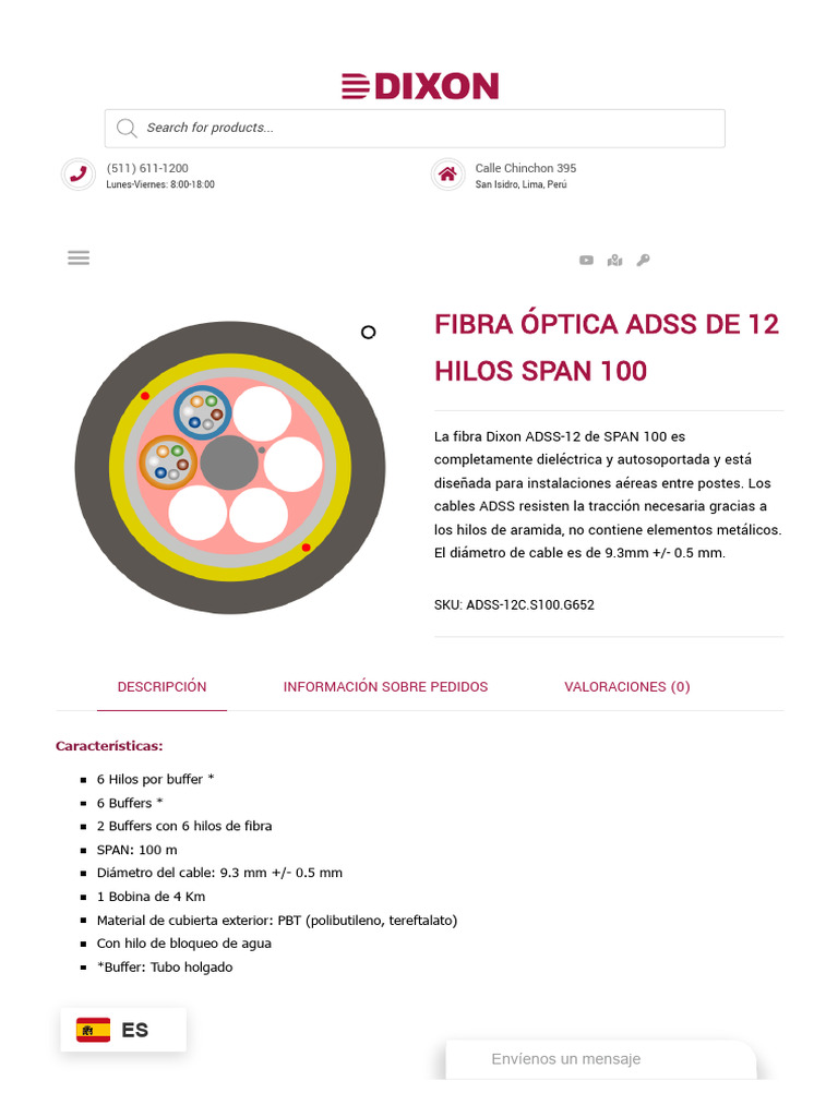 Fibra Óptica ADSS 12 Hilos SPAN 100 | PDF