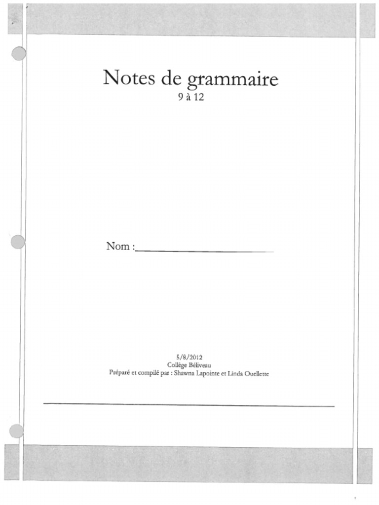 Cahier de grammaire | PDF