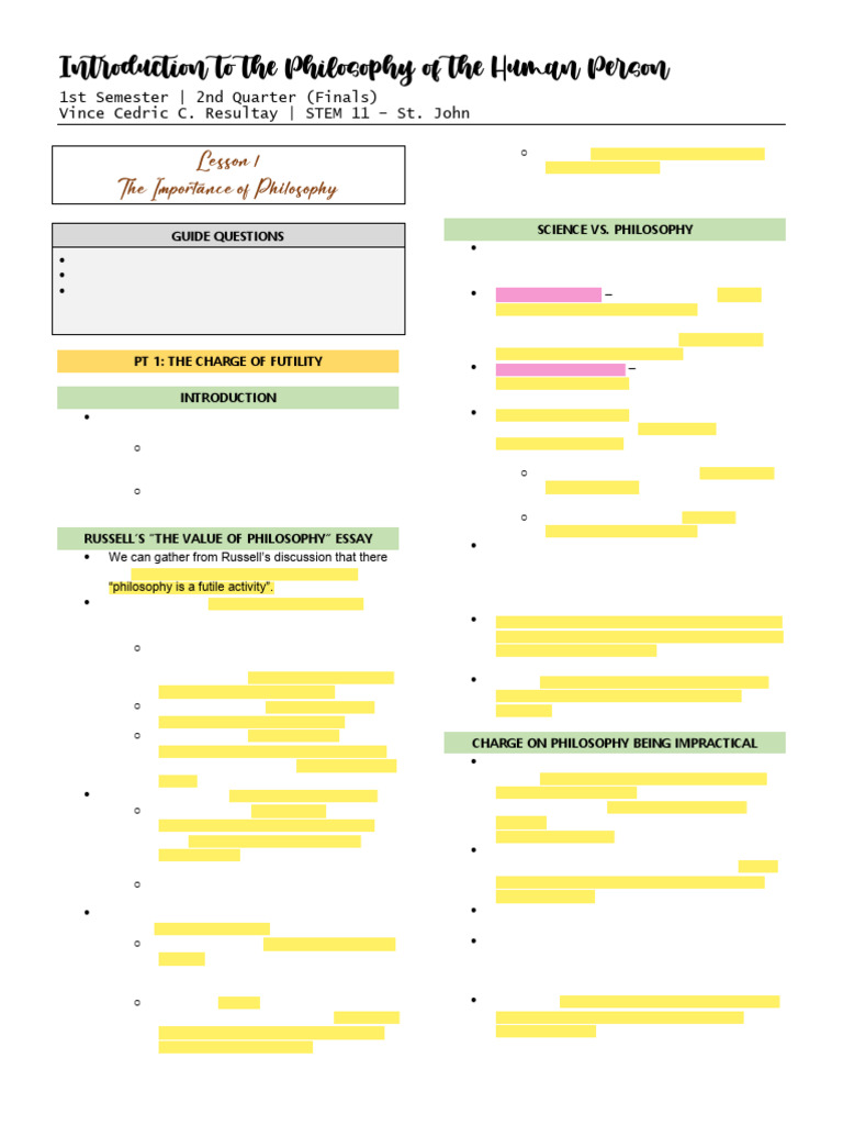 Finals - Philosophy Notes | PDF | Truth | Empirical Evidence