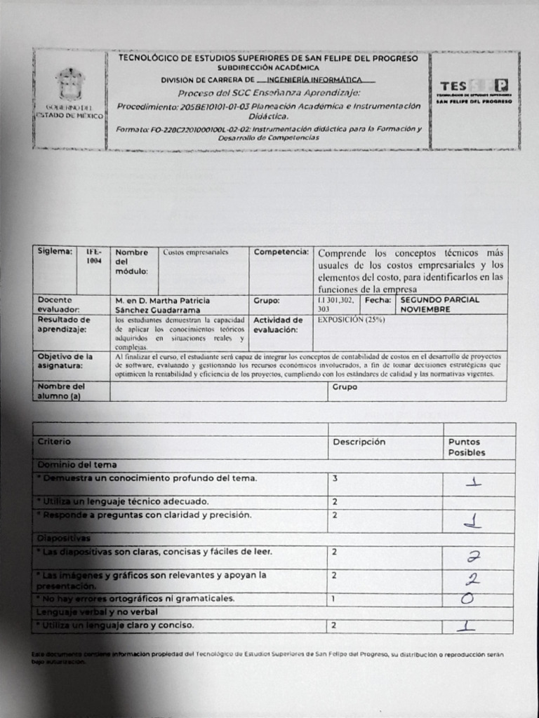 Exposicion - Segundo Corte - Costos | PDF | Enseñando | Modificación de comportamiento