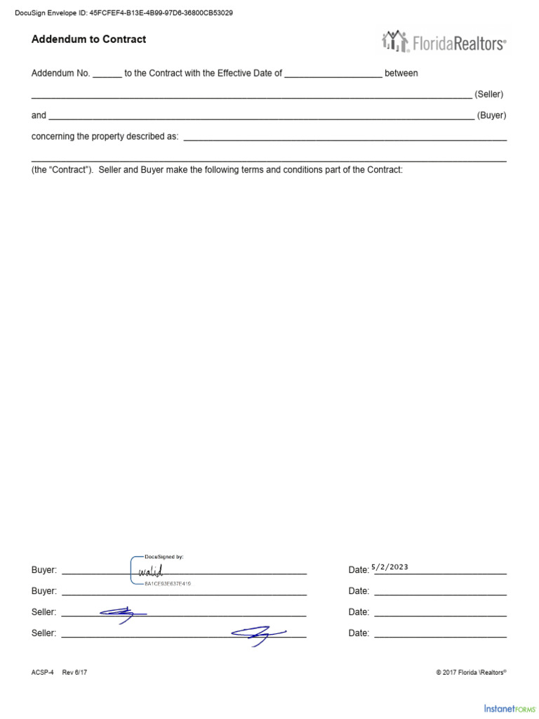Addendum to FARBAR Contract for Sale and Purchase (ACSP-4) 5 | PDF