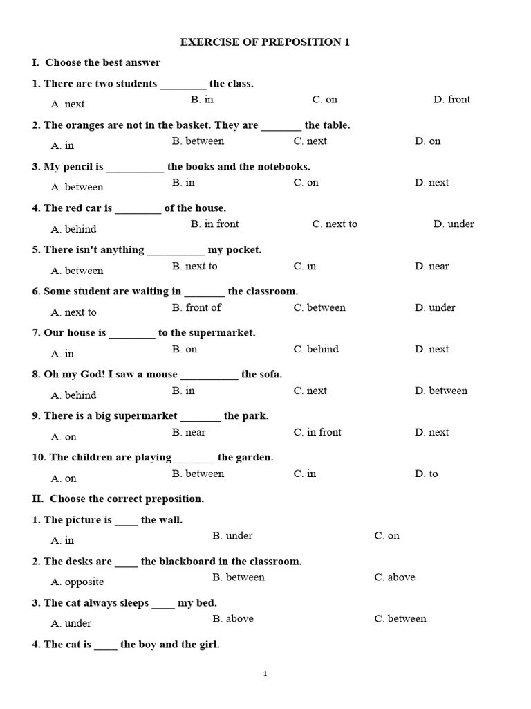 Exercise of Preposition 1 | PDF