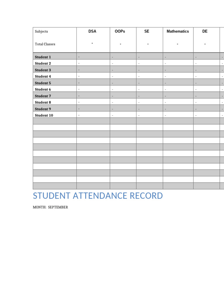 Student Attendance Record | PDF