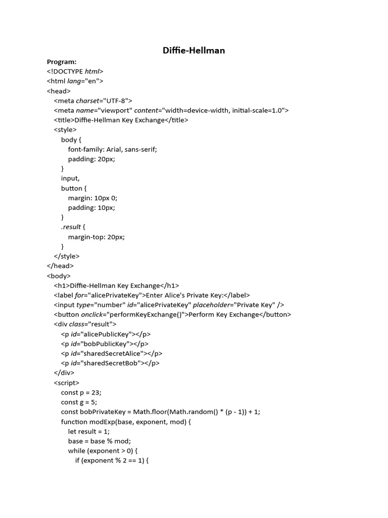 Diffie-Hellman for Developers | PDF