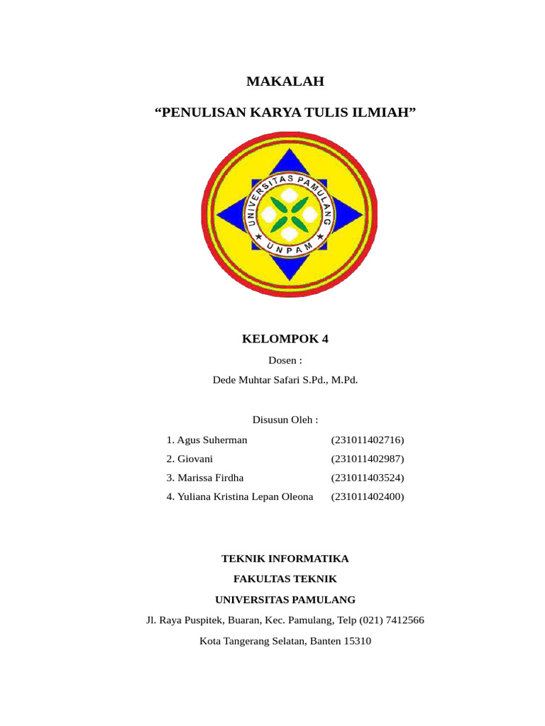 Makalah bahasa indonesia penulisan KTI- Kelompok 4 | PDF