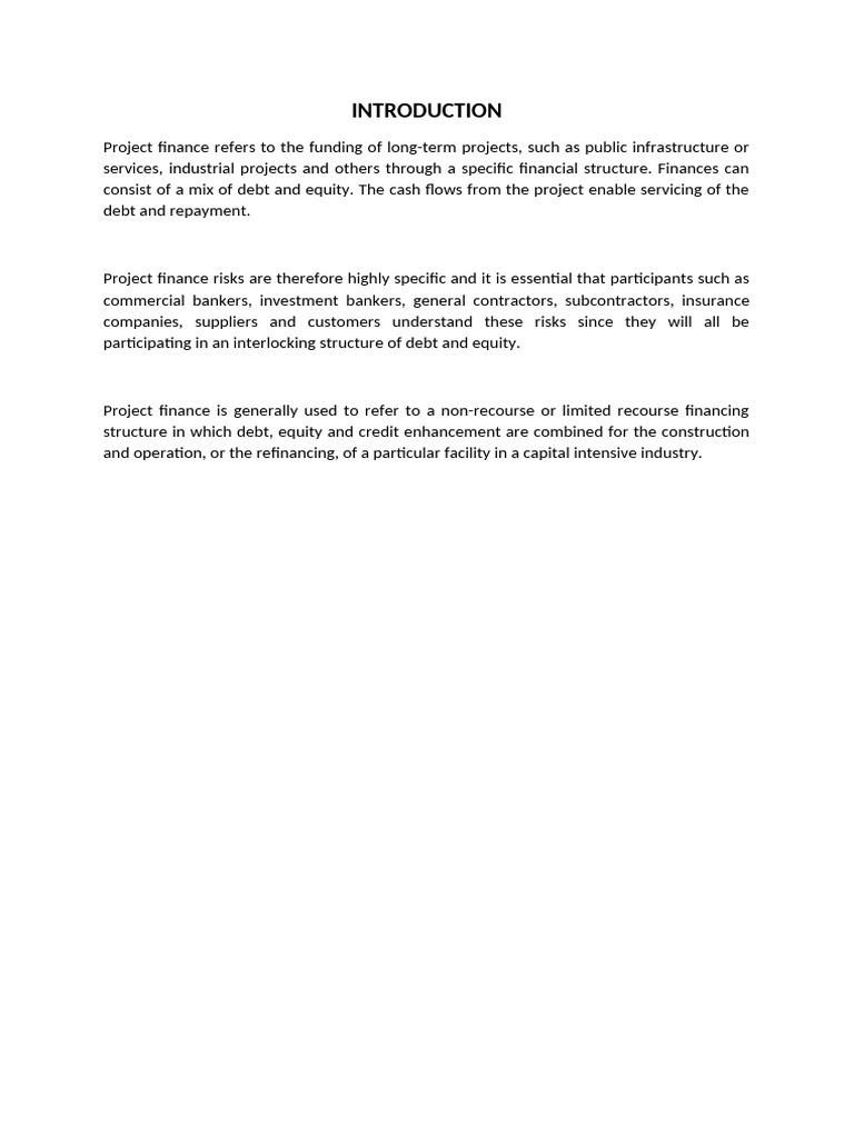 Summer Training Project PDF Project Finance Equity Finance 