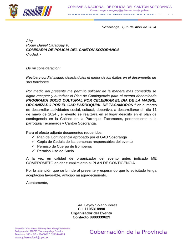 AUTORIZACIÓN Nro 003 "BINGO BAILABLE EN EL BARRIO MAXAMINE | PDF ...