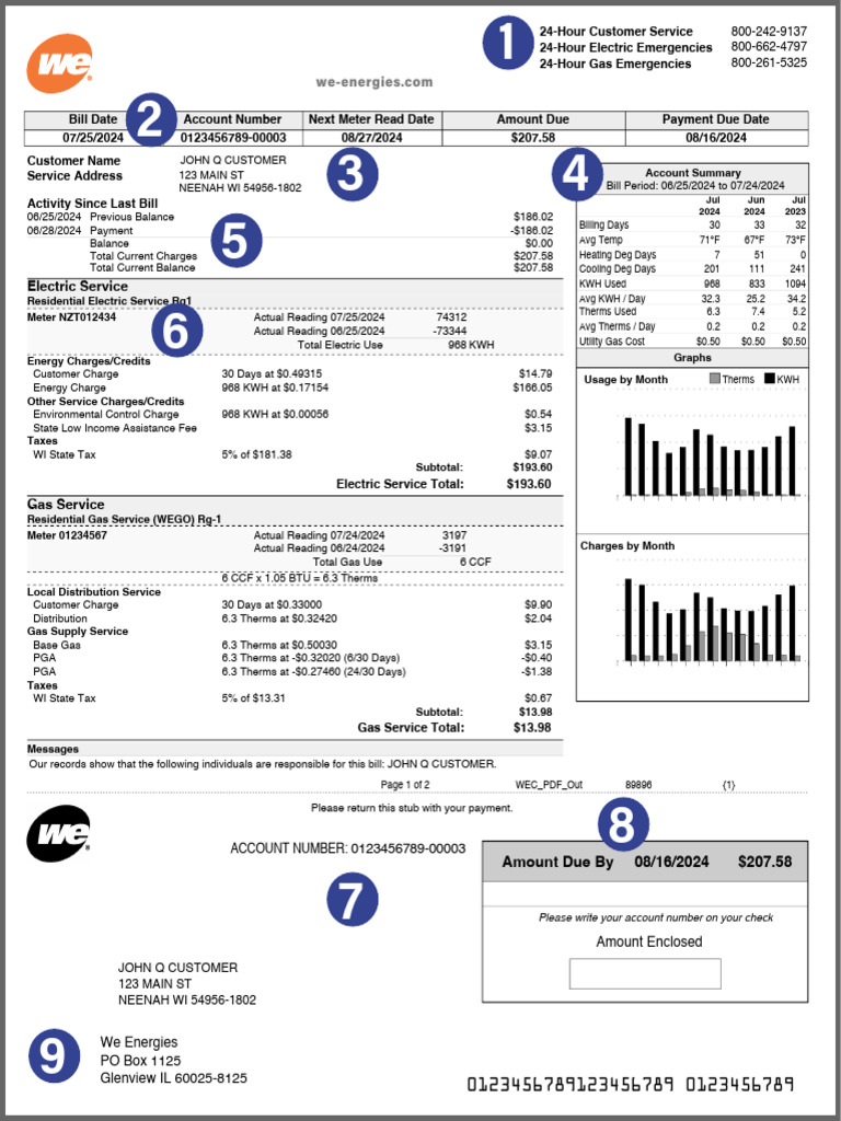 we-energies-sample-bill | PDF | Fee | Sustainable Technologies
