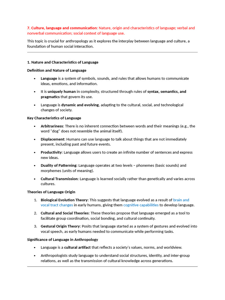 anthro_p1 | PDF | Nonverbal Communication | Communication