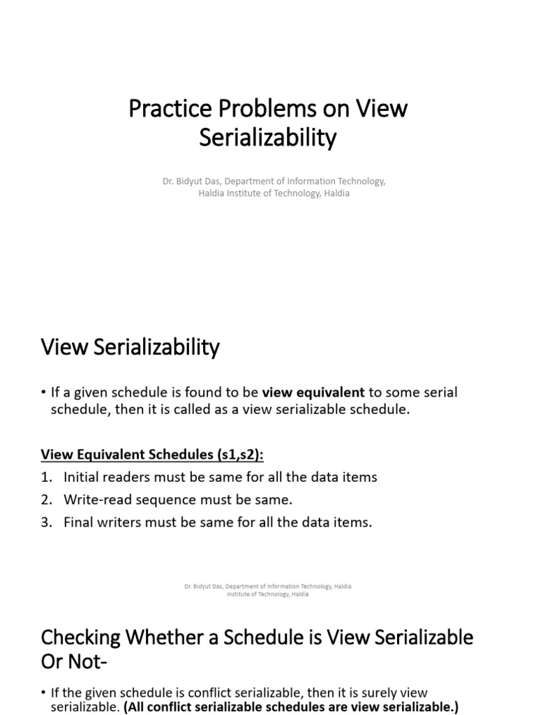 9. Problems on View Serializability | PDF | Concurrency (Computer ... 9. Problems on View Serializability | PDF | Concurrency (Computer ...