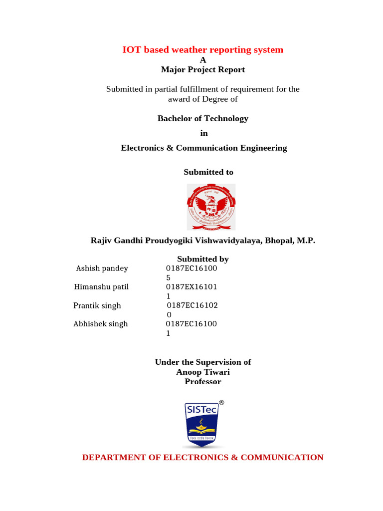 2016 - 20 - Iot Based Weather Reporting System - Vikash Banwari | PDF ...