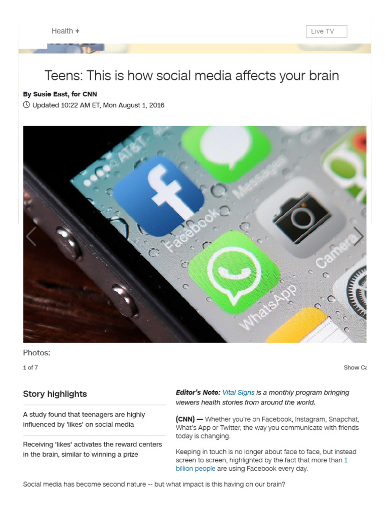 Social Media's Impact on Teen Brains | PDF | Adolescence | Social Media
