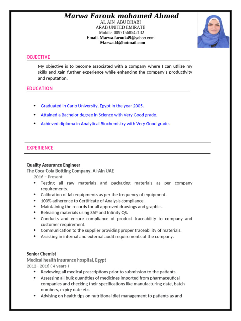 CV_marwa farouk | PDF | Quality Assurance | Laboratories CV_marwa farouk | PDF | Quality Assurance | Laboratories