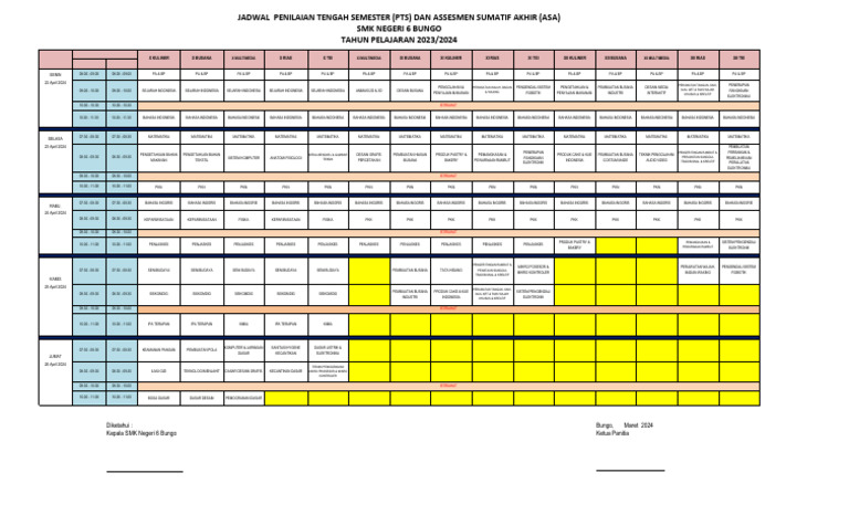 JADWAL UTS & ASA 2024 | PDF