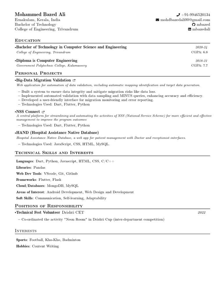 Mohammed Bazed Ali Resume | PDF | Web Development | Software Development
