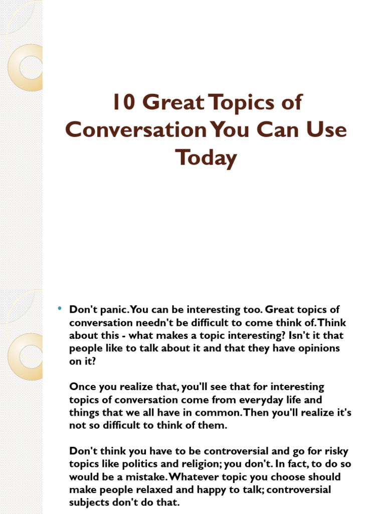 10 Great Topics of Conversation You Can Use | PDF