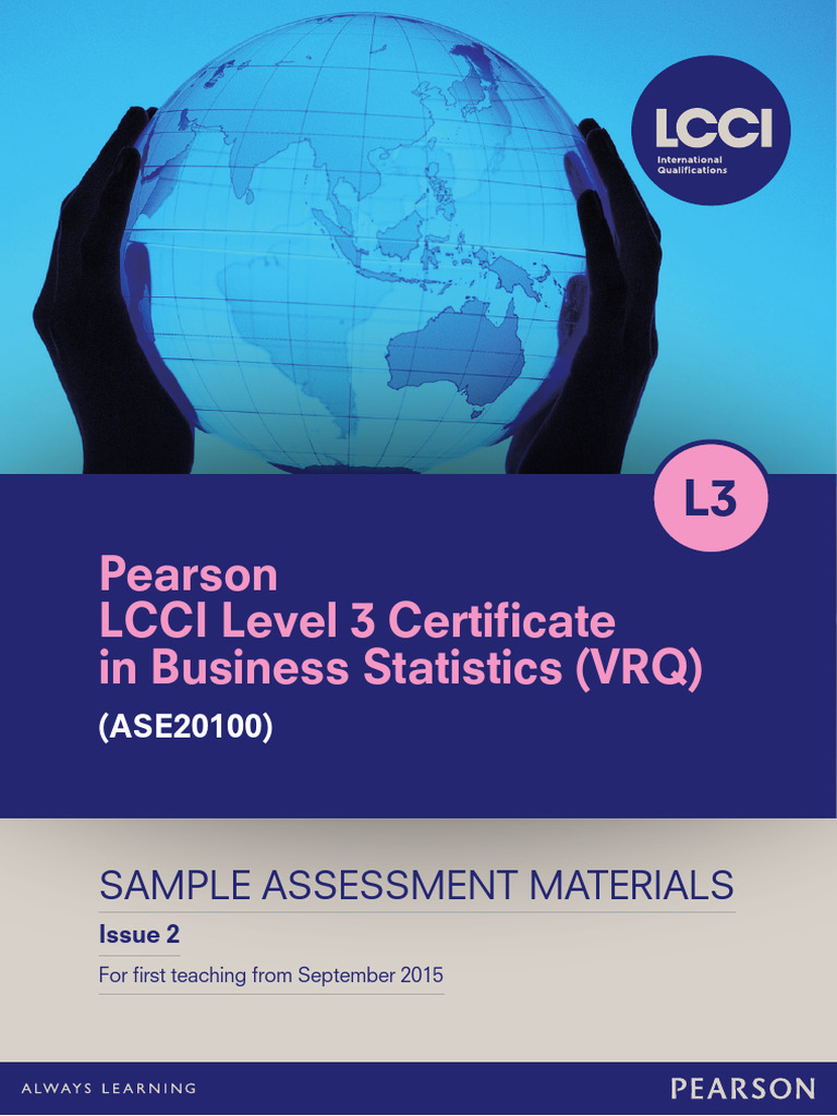 Pearson LCCI Level 3 Certificate in Business Statistics (VRQ | PDF ...