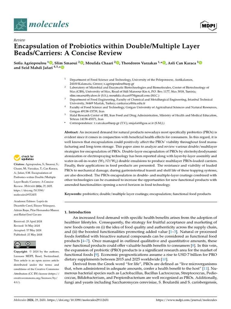 2024 - Encapsulation of Probiotics Within DoubleMultiple Layer ...