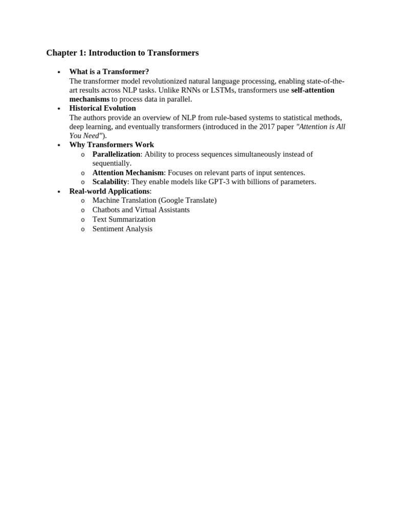 Chapter 1: Introduction To Transformers: What Is A Transformer? Self-Attention Mechanisms ...
