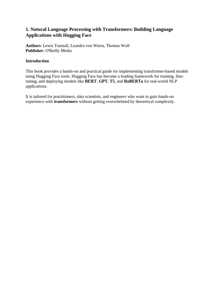 Natural Language Processing With Transformers: Building Language ...