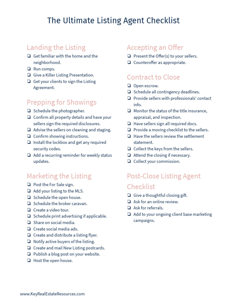The Ultimate Listing Agent Checklist | PDF