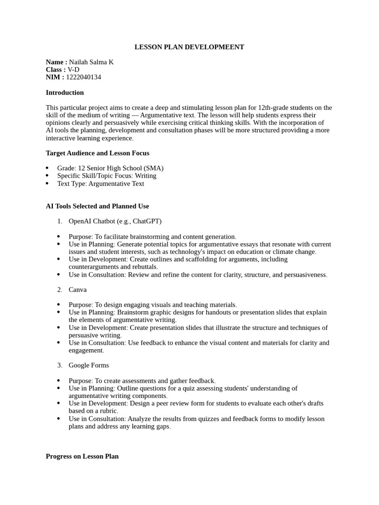 12th Grade Argumentative Writing Plan | PDF | Lesson Plan | Essays