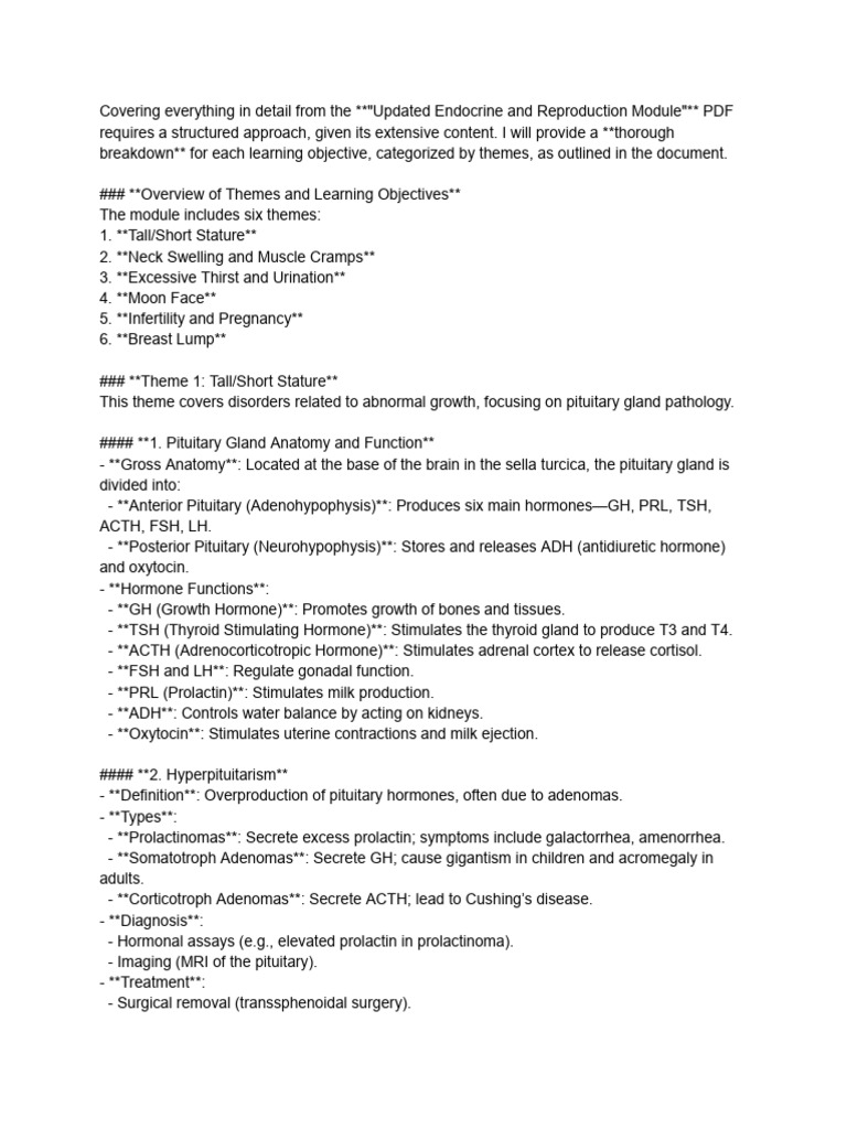 4th Year MBBS KMU Endocrine and Reproduction Module | PDF ...