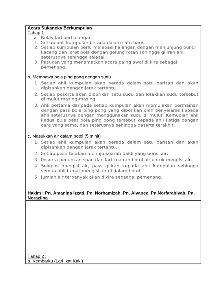 Acara Sukaneka Berkumpulan Sukan Negara | PDF