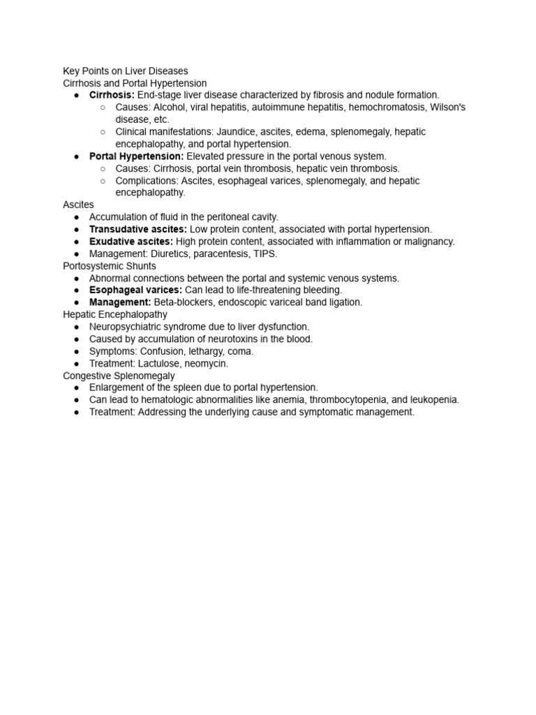 Liver diseases cirrhosis keypoints | PDF