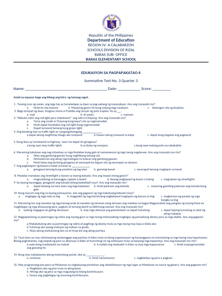 Esp - ST3 - Q3 | PDF